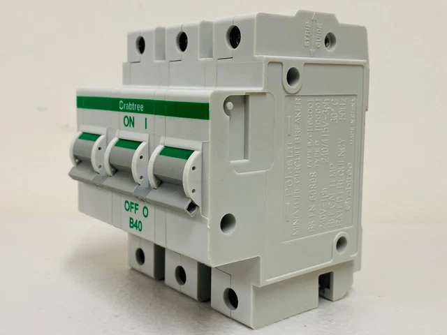 CRABTREE POLESTAR 40A Type B Triple Pole Circuit Breaker 40 Amp MCB ~ 63B/40 £89.94 - PicClick UK