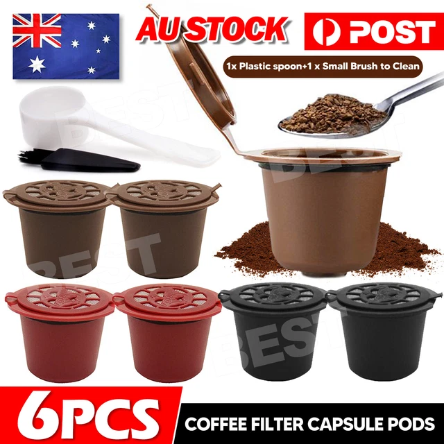 6PCS REFILLABLE REUSABLE Coffee Filter Capsule Pods For Nespresso Maker ...