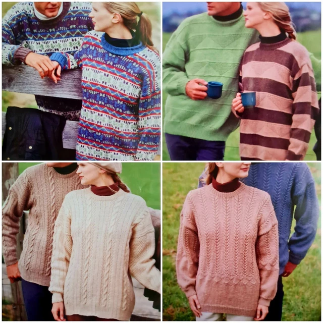 1980S EYELET LACE Boucle Fair Isle Striped Mohair Knitting Pattern ...