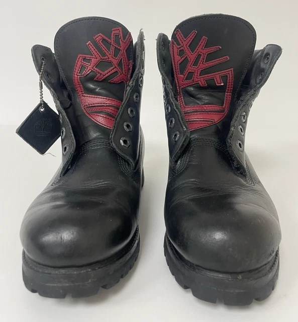 VINTAGE MEN TIMBERLAND 6 Inch Waterproof Black Boots Red Stitching UK7 ...