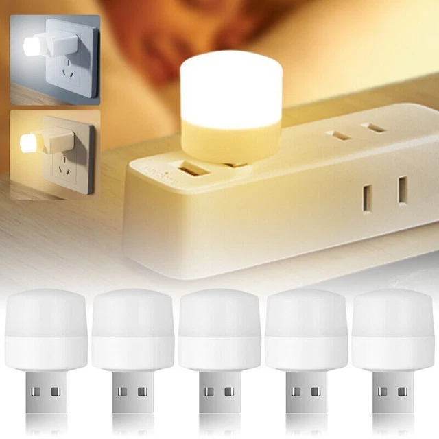 5X USB PORTABLE LED Mini Night Reading Light Small Round Lamp Computer ...