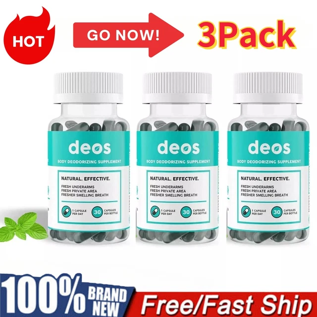 3 PACK DEOS Internal Deodorant Supplement for Full Body Odor Control ...