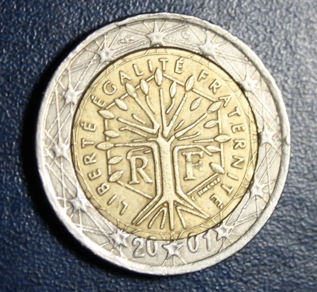 2001 FRANCE 2 Euro Coin with Defects Depicting Misprinting. Very Rare ...