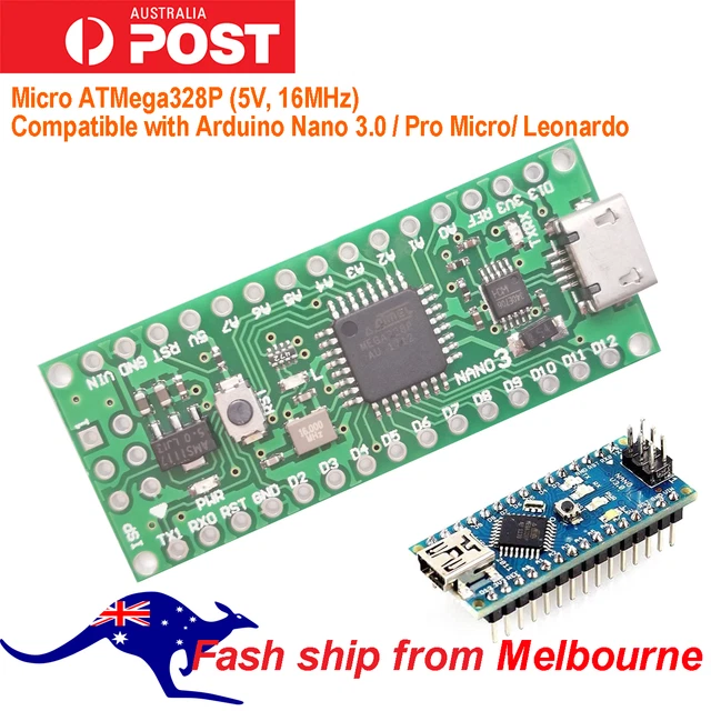 MICRO ATMEGA328P (5V, 16MHz) Compatible with Arduino Nano 3.0 / Pro ...