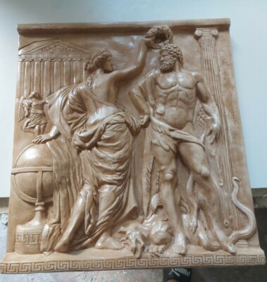HERCULES GREEK BAS Relief Wall Plaque Stucco Plaster Greek Greece £111. ...