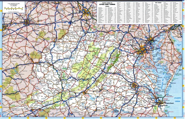 WEST VIRGINIA STATE ROAD MAP GLOSSY POSTER PICTURE PHOTO BANNER highway ...