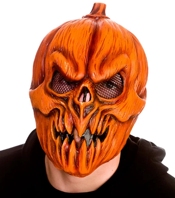 SCARY EVIL KILLER Pumpkin Latex Face Fancy Dress Costume Halloween ...