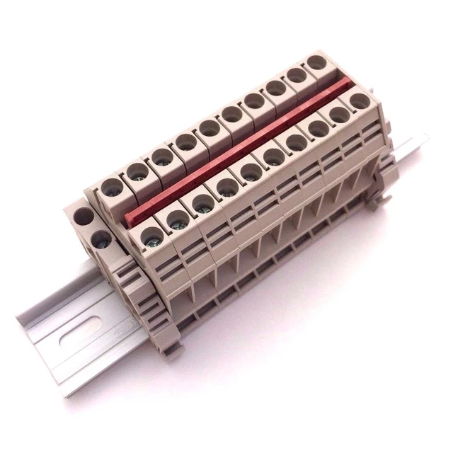 POWER DISTRIBUTION TERMINAL Blocks 10 Connector DIN Rail Dinkle 10AWG ...