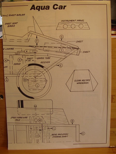 VINTAGE MODEL CAR Plan Aqua Car Drawigs Only No Build Instructions £2. ...