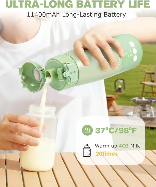 PORTABLE BOTTLE WARMER for Travel Lilian&Gema 11400mAh Fast Heat 5 ...