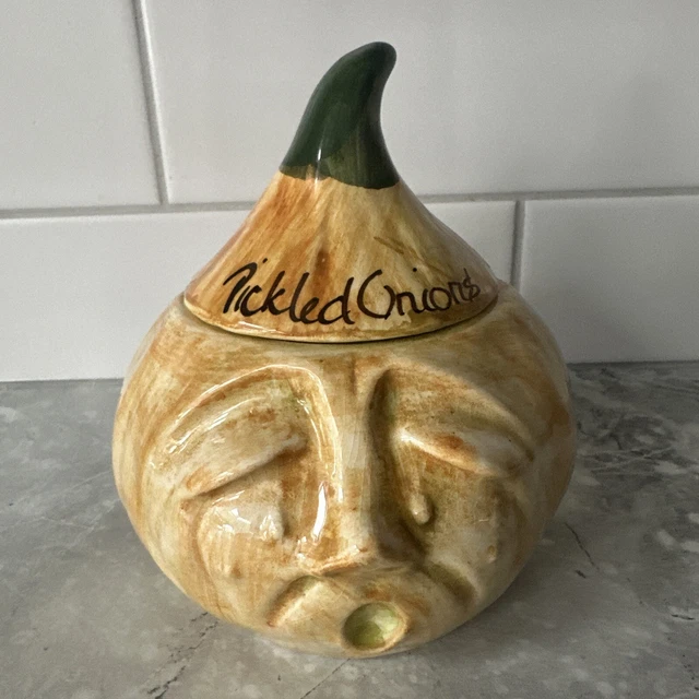 VINTAGE TONI RAYMOND Pottery Pickled Onions Crying Face Jar Pot & Lid £ ...