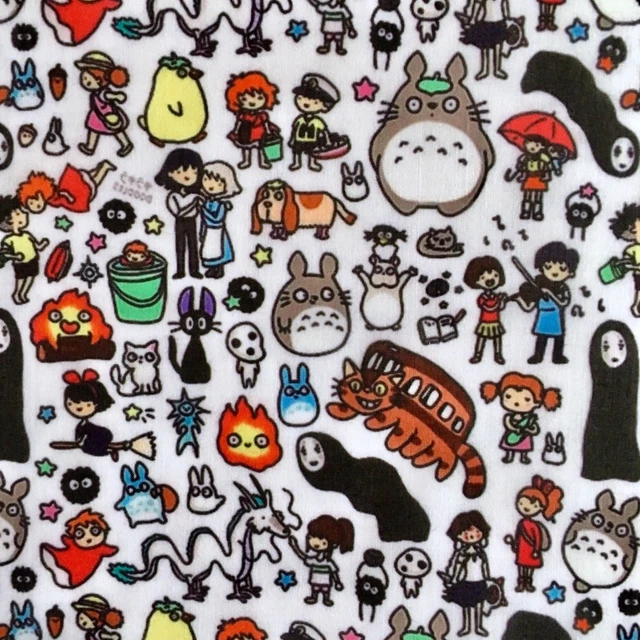 OFFCUT STUDIO GHIBLI Japanese Animation Anime Movie Cotton Fabric ...