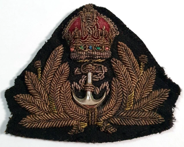 WW2 ERA KINGS Crown British Royal Navy Officer's Bullion Cap Badge ...