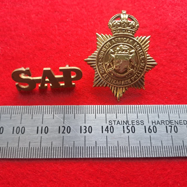 SOUTH AFRICAN COLONIAL Police Brass Cap Badge & Shoulder Title £8.99 ...