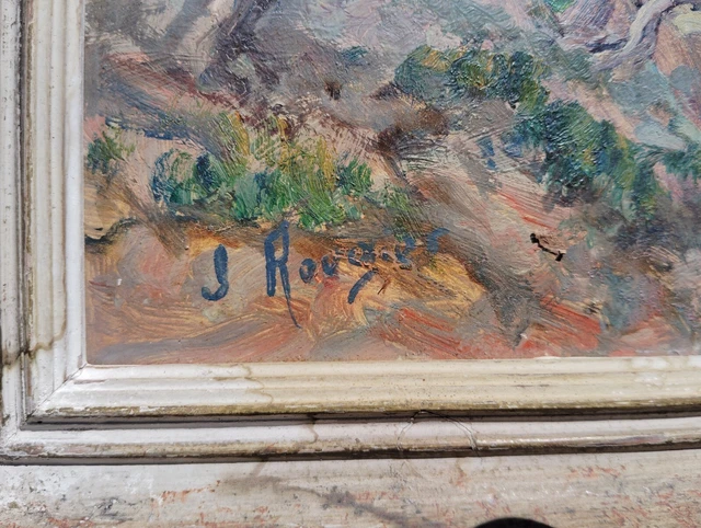 TABLEAU ANCIEN JEAN Rougier marine huile sur isorel signée Calanque ...