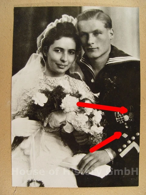 136278, HOCHZEITSFOTO: KRIEGSMARINE, Matrose mit 3er Ordensspange (EK ...