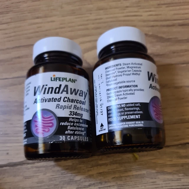 ACTIVATED CHARCOAL RAPID Release 334mg 30 capsules WindAway £19.99 ...