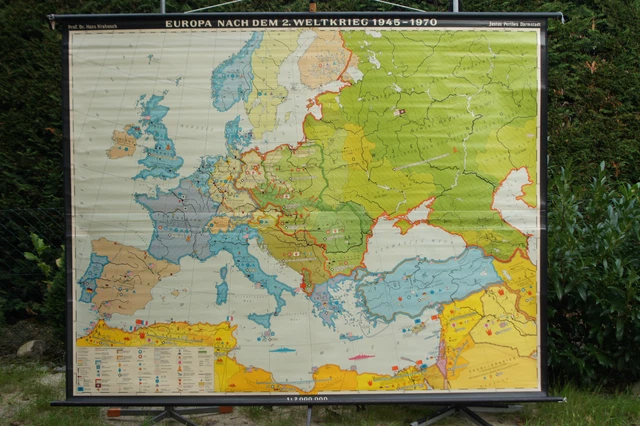 SCHOOL WALL MAP wall map Europe 1945-1970 Europe after WWII Germany ...