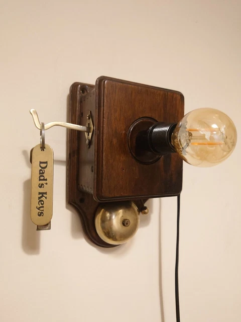 VINTAGE WOODEN WALL Mounted Telephone Bell Box Lamp Conversion ...