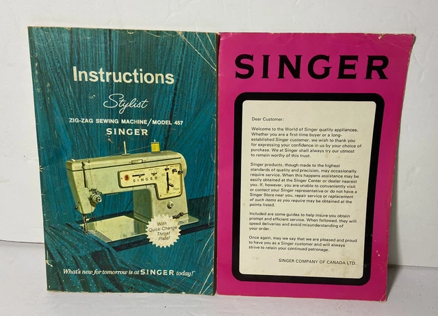 INSTRUCTIONS STYLIST SINGER Zig Zag Sewing Machine Model 457 ...