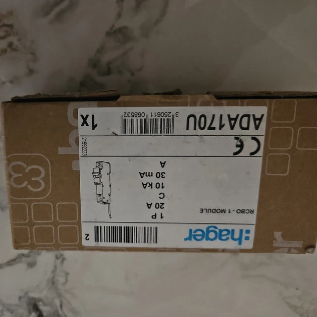 HAGER ADA170U 20A 30Ma Rcbo £9.04 - PicClick UK