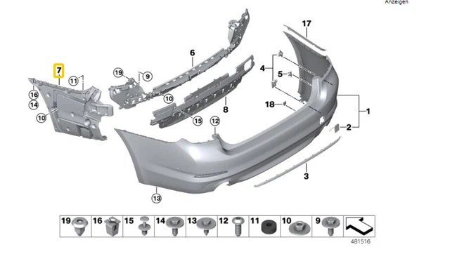 ORIGINAL BMW G30 guide bumper side rear right 51127387300 new £120.19 ...