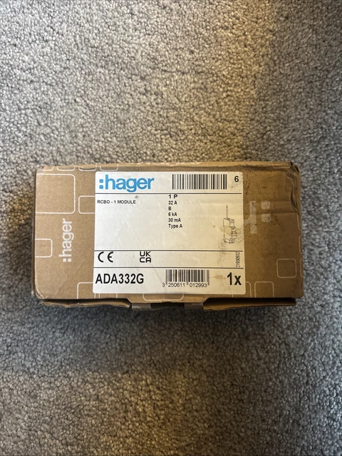 HAGER RCBO MODULE 32A 6kA 30mA Type a ADA332G £16.99 - PicClick UK