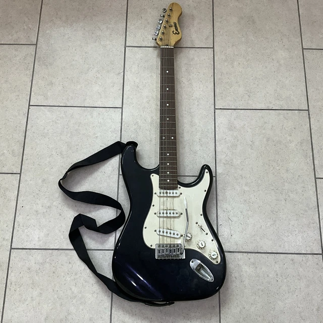RARE ENCORE STRAT Style Black Electric Guitar 6 String For Repair - No ...