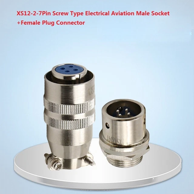 XS12-2-7PIN SCREW TYPE Electrical Aviation Male Socket +Female Plug ...