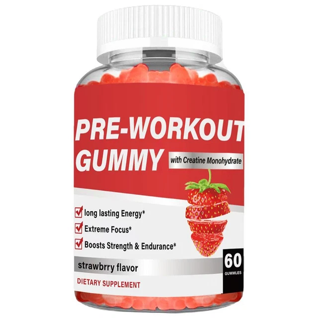 PRE-WORKOUT GUMMY WITH Strawberry Creatine for Boosting Strength ...