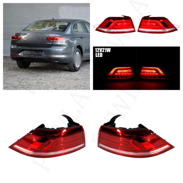 FOR VW PASSAT B8 2015-2019 Pair LED Rear Tail Light Lamp Outside Red ...