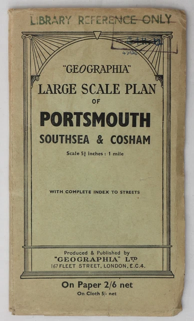 VINTAGE GEOGRAPHIA LARGE Scale Street Plan Map Of Portsmouth Southsea ...