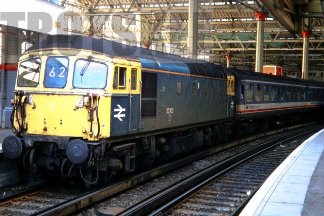 35MM SLIDE BR British Railways Diesel Loco 33102 Class 33 Waterloo 1991 ...