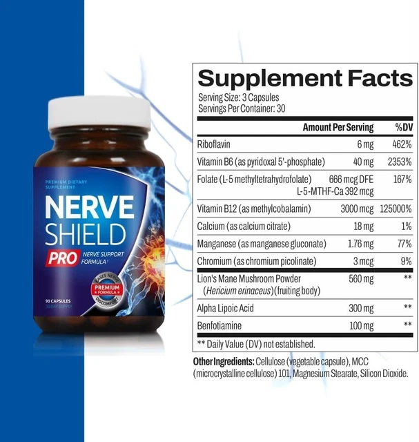 NERVE SHIELD PRO - Advanced Nerve Formula with Alpha Lipoic Acid, Lion ...