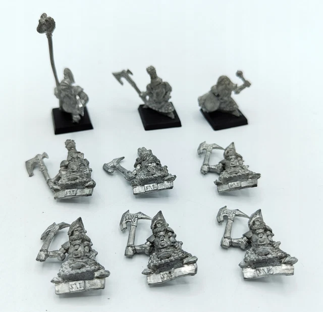 WARHAMMER HARLEQUIN MINIATURES Dwarf Warriors set of 9 vintage metal ...