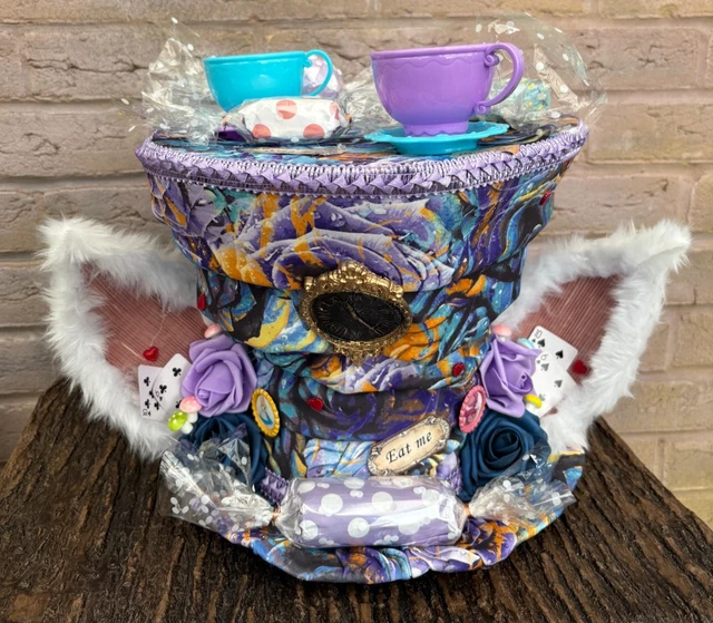 ALICE WONDERLAND OVERSIZE Themed Top Hat Ears Sweets 11"x16" Head Size ...
