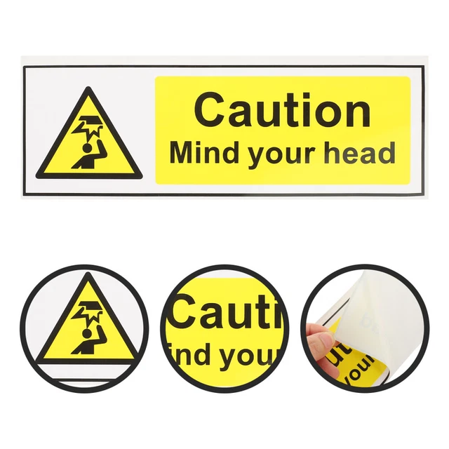 WATCH YOUR HEAD Caution Warning Sign Low Overhead Clearance Stickers ...