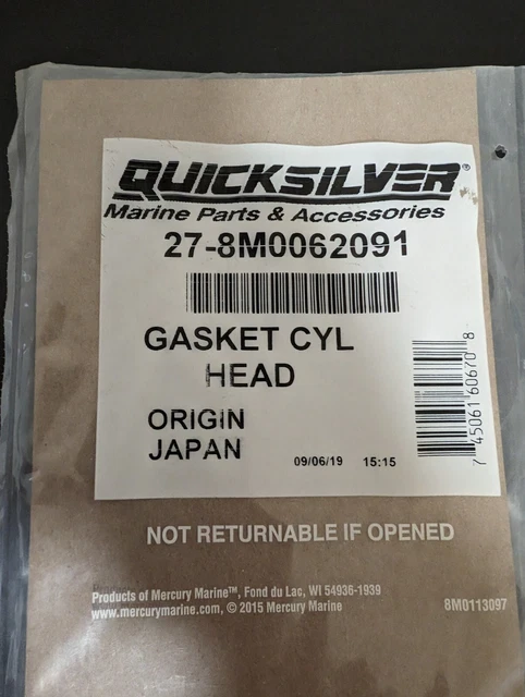 QUICKSILVER 27-8M0062091 - Cylinder Head Gasketead $150.73 - PicClick CA