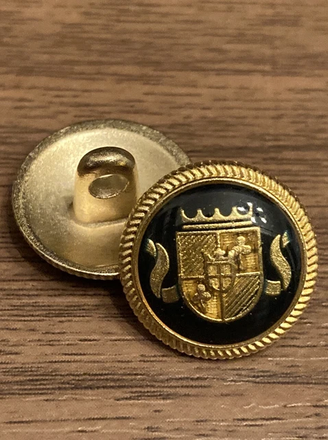 REAL METAL MILITARY Style Gold / Black Tone Shank Buttons 15mm (24L ...