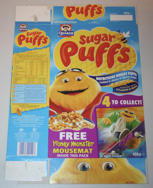 VINTAGE QUAKER SUGAR Puffs Cereal Box 2004 £9.99 - PicClick UK