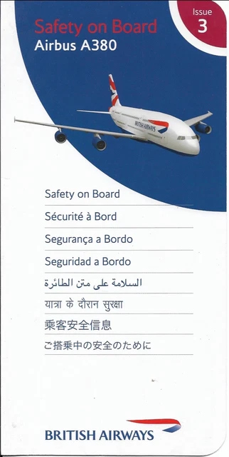 BRITISH AIRWAYS AIRBUS A380 Safety Card Issue 3 RARE !!! £23.22 ...