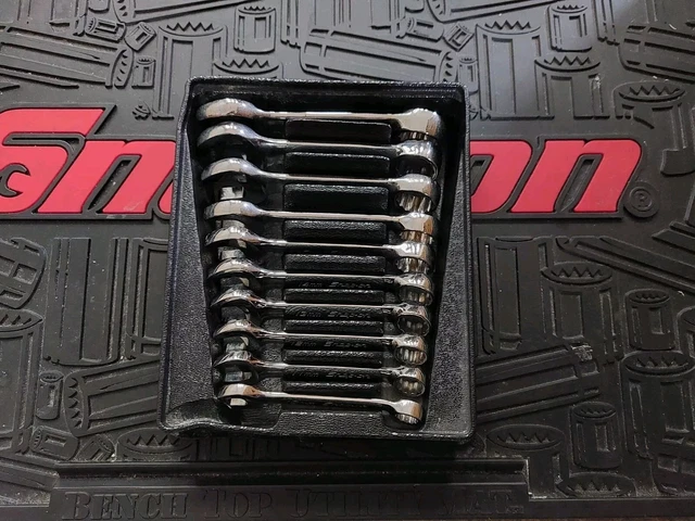 SNAP ON 10-PC Flank Drive Combination Midget Wrench Set (10–19 mm ...
