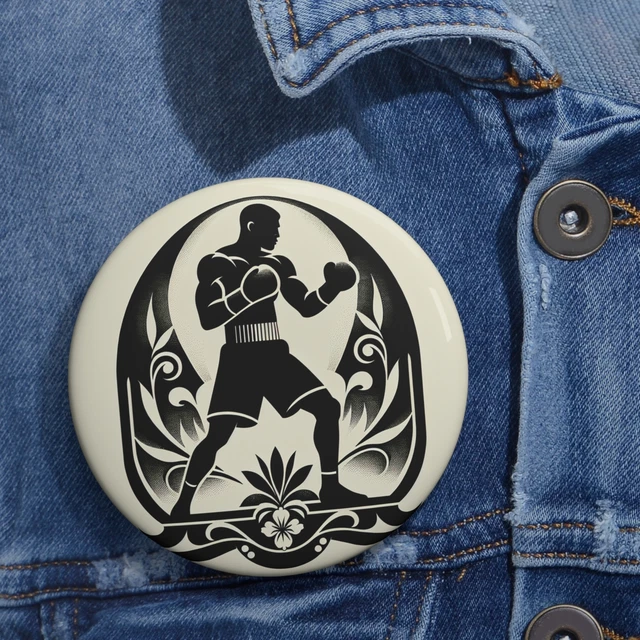 CUSTOM PIN BUTTON Badge Retro Art Deco Elegant Boxing Black White $5.58 ...