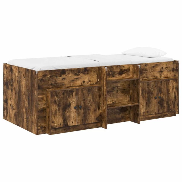 LOFT BED FRAME with Cabinet with Storage Engineered Wood Bunk Modern ...