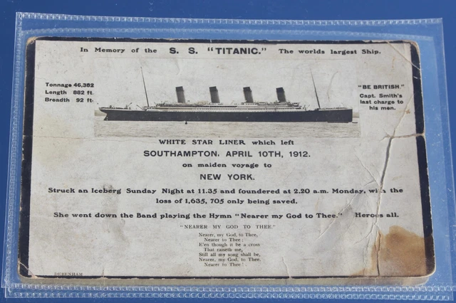 WHITE STAR LINE Rms Titanic Real Photo In Memorial Postcard C-1912 A/F ...