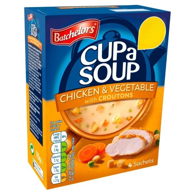 BATCHELORS CUP A Soup Chicken & Vegetable 4 Sachets 9, 18 or 36 x 110g ...