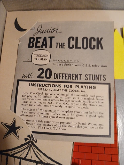 RARE 1957 BEAT The Clock Jr. Board Game Never Used Vintage $62.11 ...