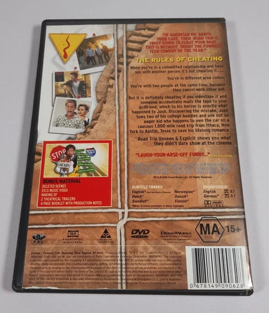 ROAD TRIP UNSEEN & Explicit Movie PAL MA15+ DVD R4 VGC Tom Green $4.99 ...