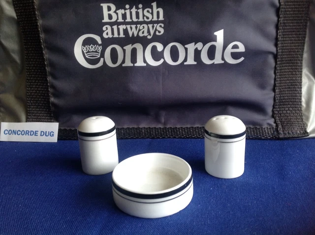 BRITISH AIRWAYS CONCORDE SALT & PEPPER & BUTTER PAT.1992 ROYAL DOULTON ...
