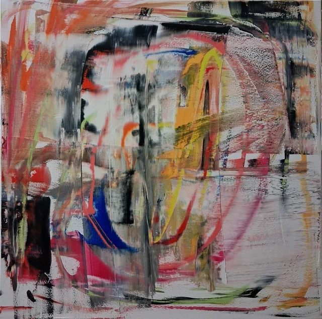 SUPERB LARGE ABSTRACT Expressionist Oil Painting On A Deep Edge Canvas ...